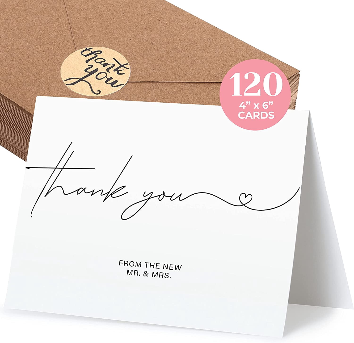 120 Heavyweight Blank Wedding Thank You Cards with Envelopes ...