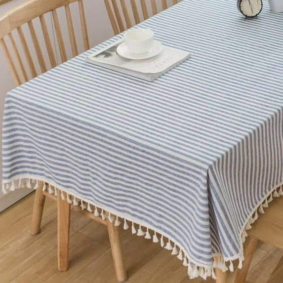 120 Inch Extra Long Tablecloth Blue and White Striped Tablecloths ...