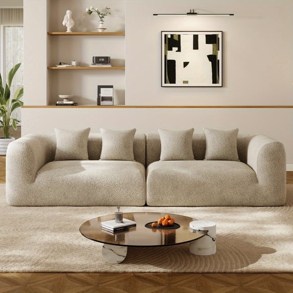 120-Inch Modern Curved Sectional Sofa with Memory Foam Cushions ...