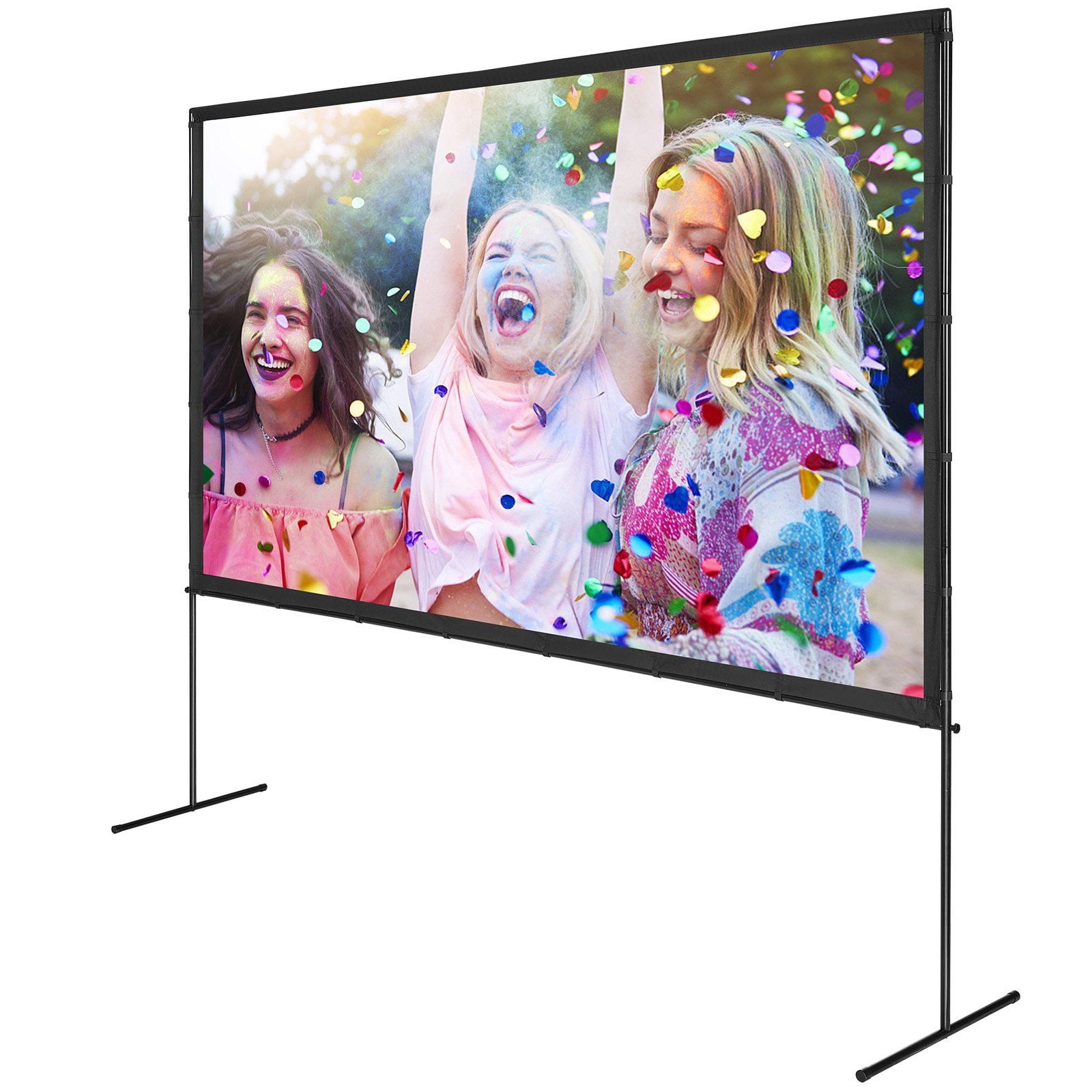 120 Inch Projector Screen with Stand, 16:9 Wrinkle-Free 4K HD Outdoor ...