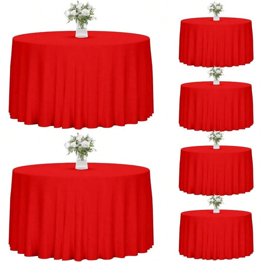 120 Inch Red Round Tablecloth 6 Pack Round Table Cloth Polyester Fabric ...