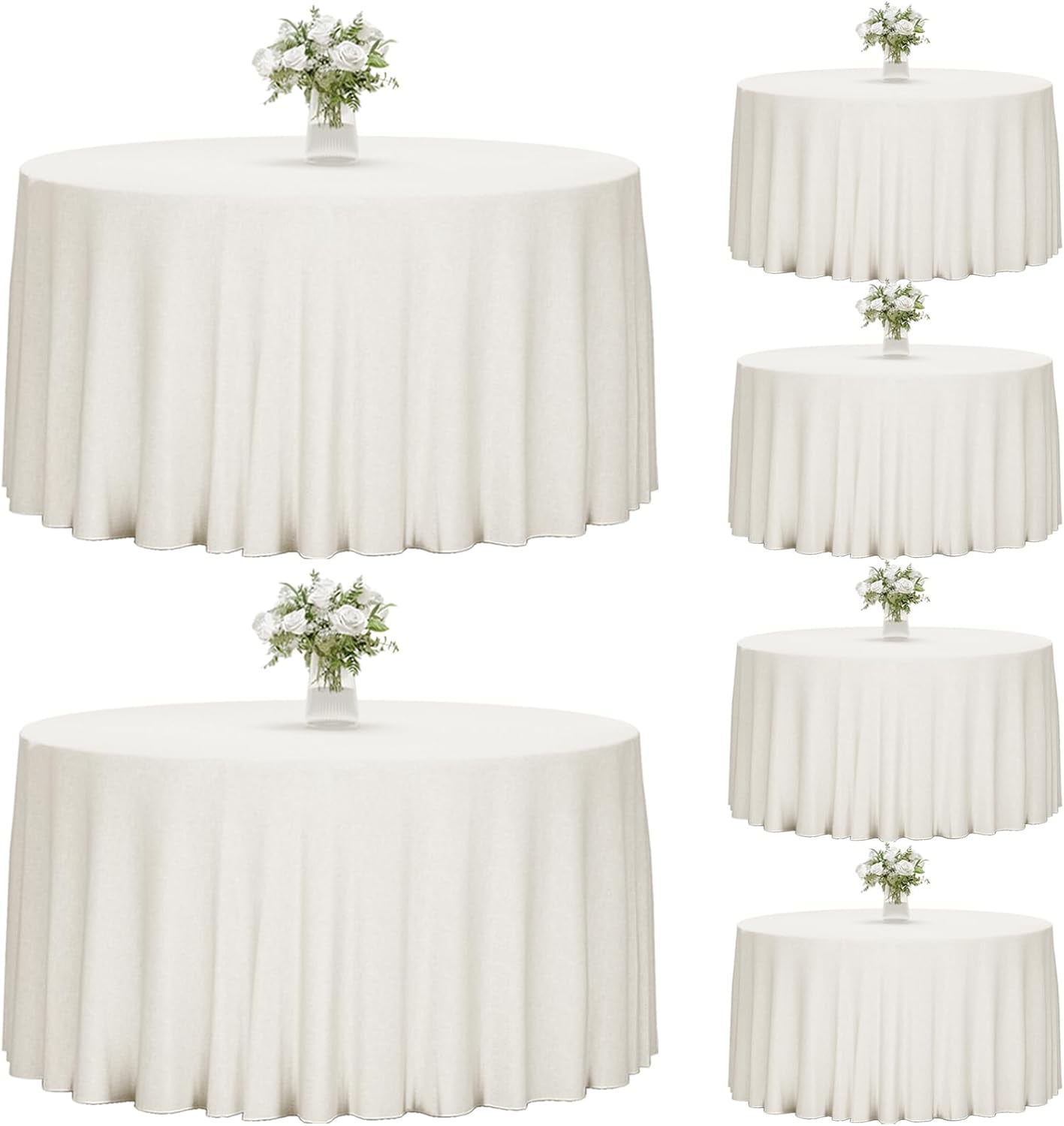 120 Inch [for 60-80'' Tables] Ivory Round Tablecloth, 6 Pack Round ...