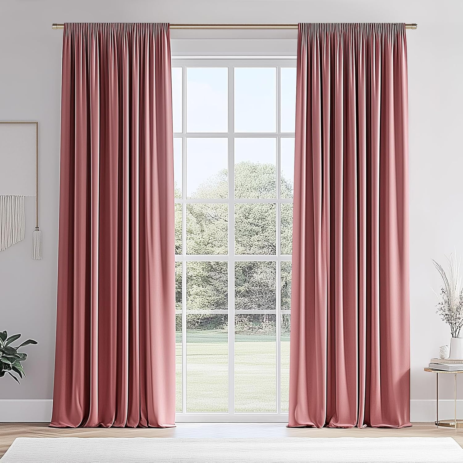120 Inches Long Extra Long Dusty Rose Velvet Curtains for Living Room ...