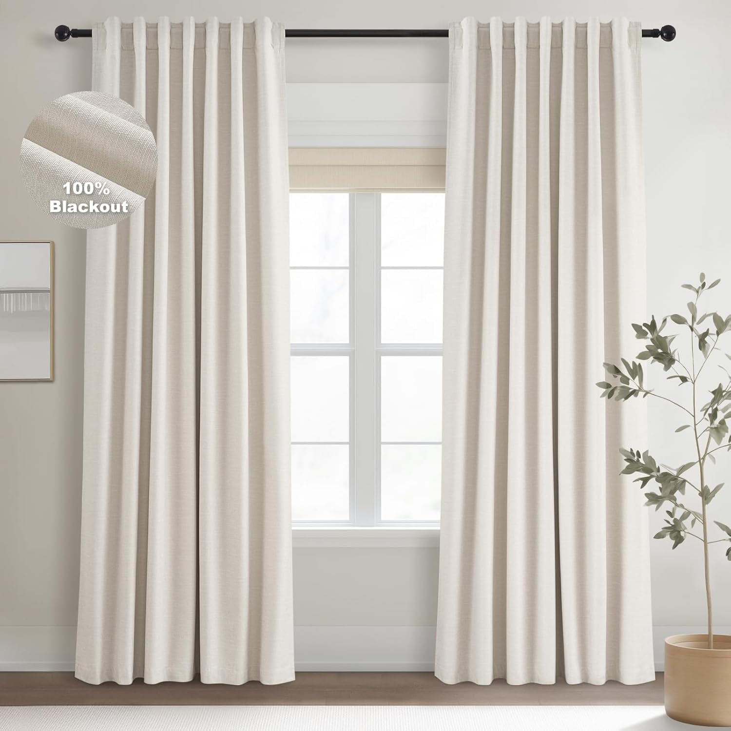 120 Inches Long Extra Long Pinch Pleat Faux Linen Curtains for Living ...