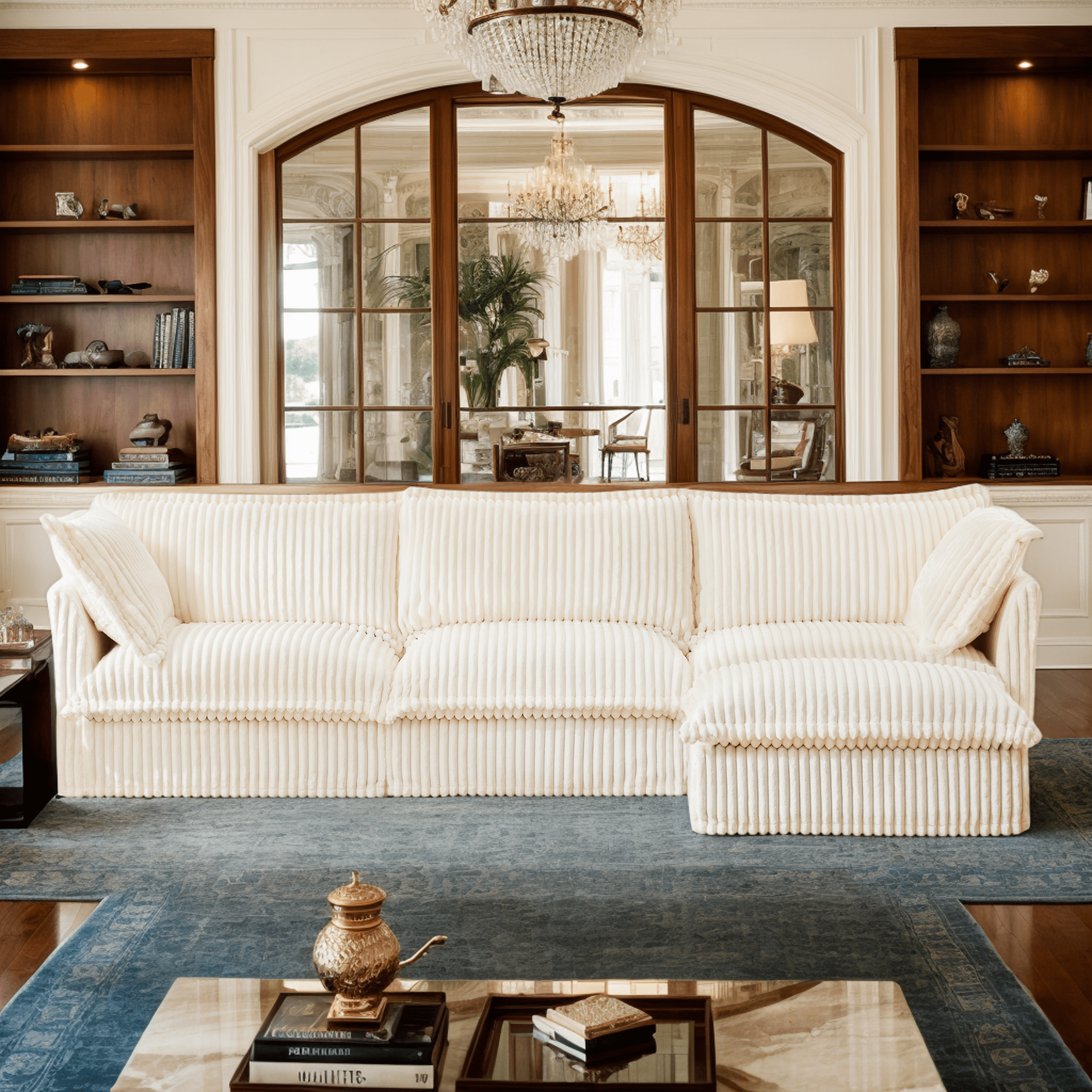 120" L Shape Sectional Couches for Living Room, 3-Seater Comfy Modular ...