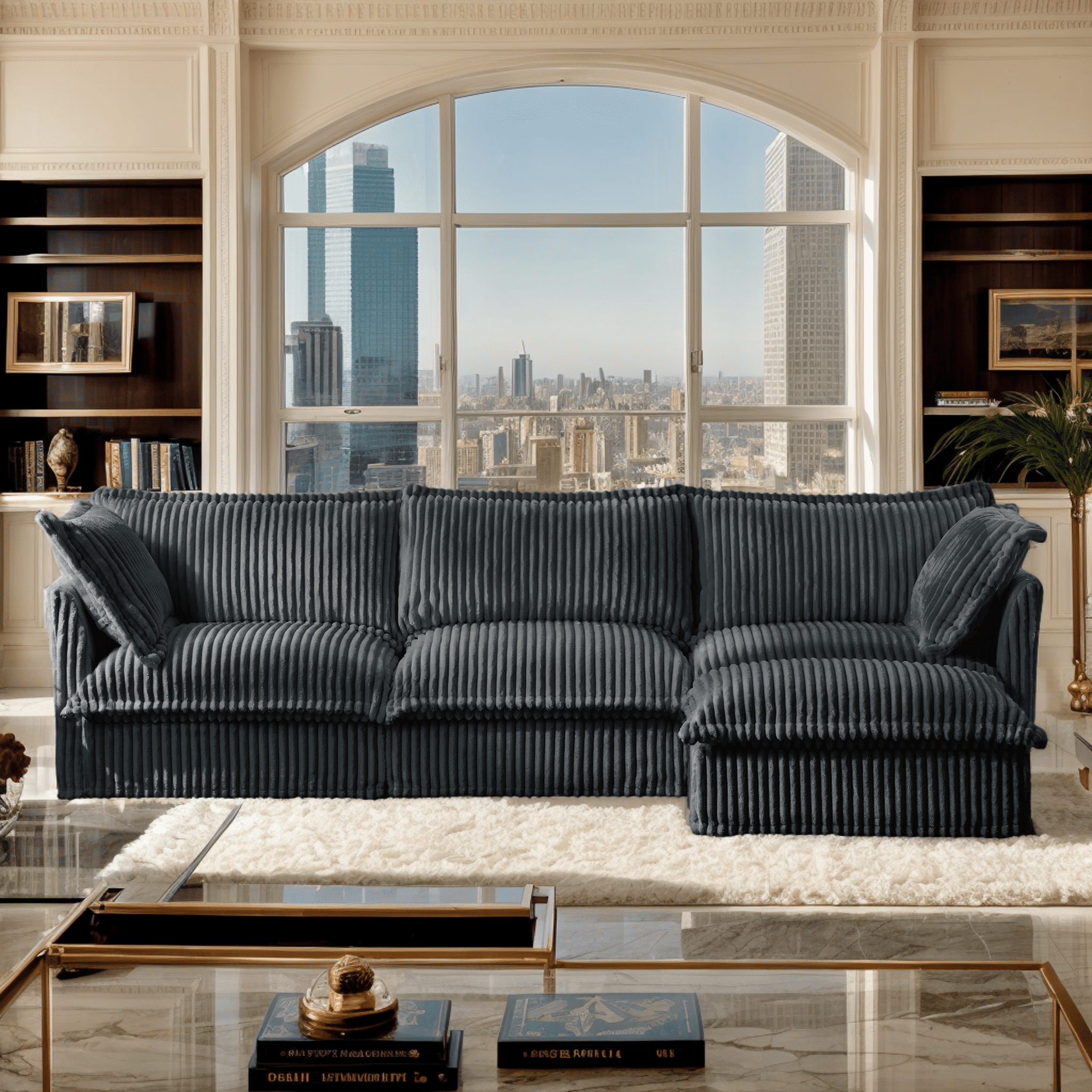 120" L Shape Sectional Couches for Living Room, 3-Seater Comfy Modular ...