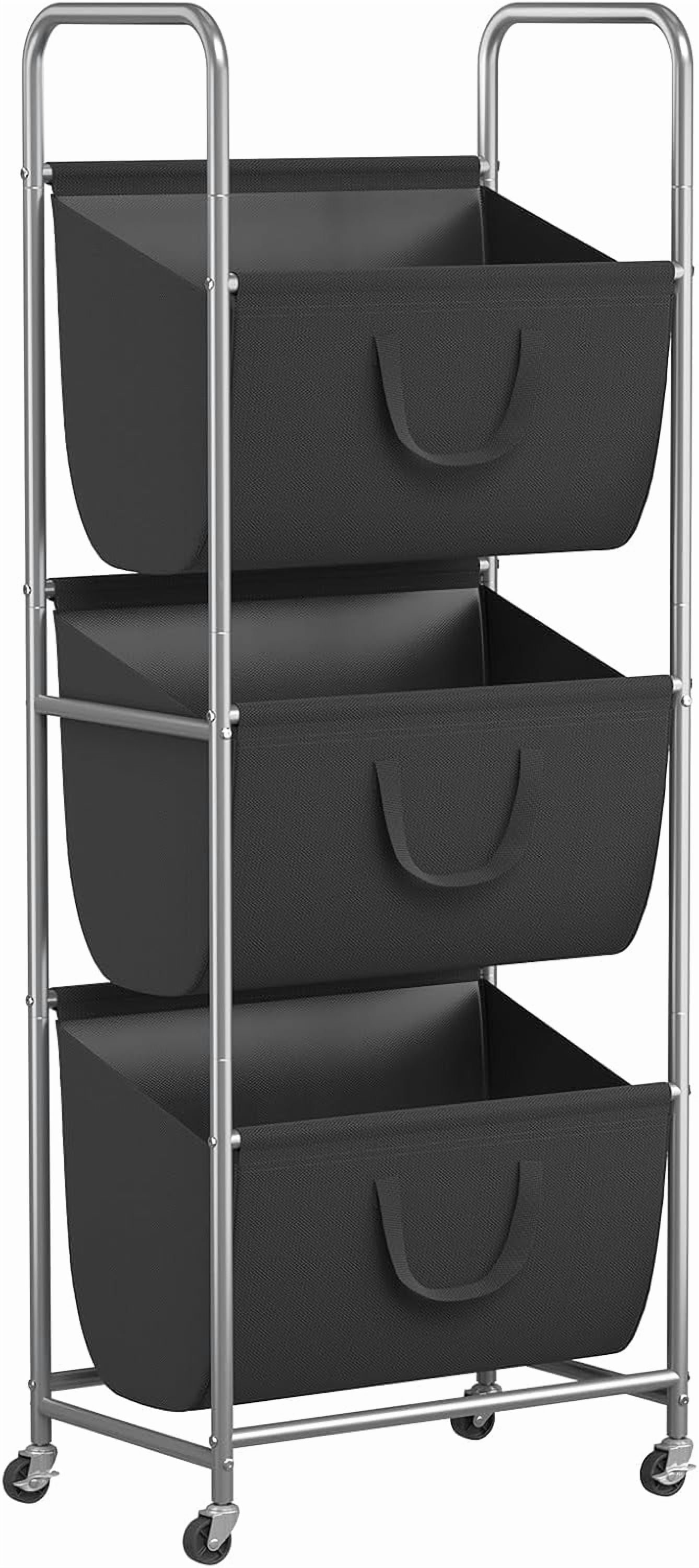 120-Liter Vertical Rolling Laundry Hamper with Removable Bags - 3 ...