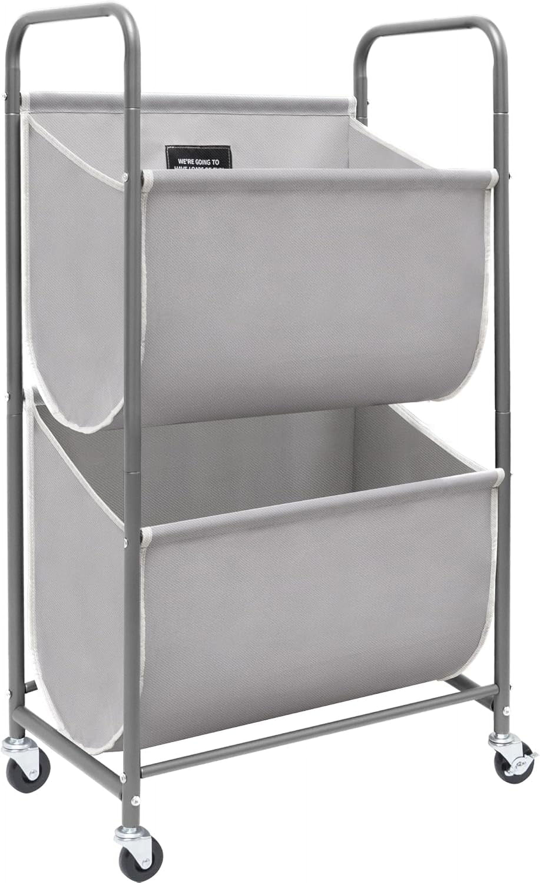 120 Liters Vertical Rolling Laundry Hamper, 3 Section Laundry Sorter ...