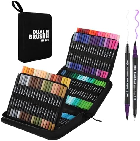 120 Markers for Adult Coloring Books, Dual Tip Art Markers with Fine ...