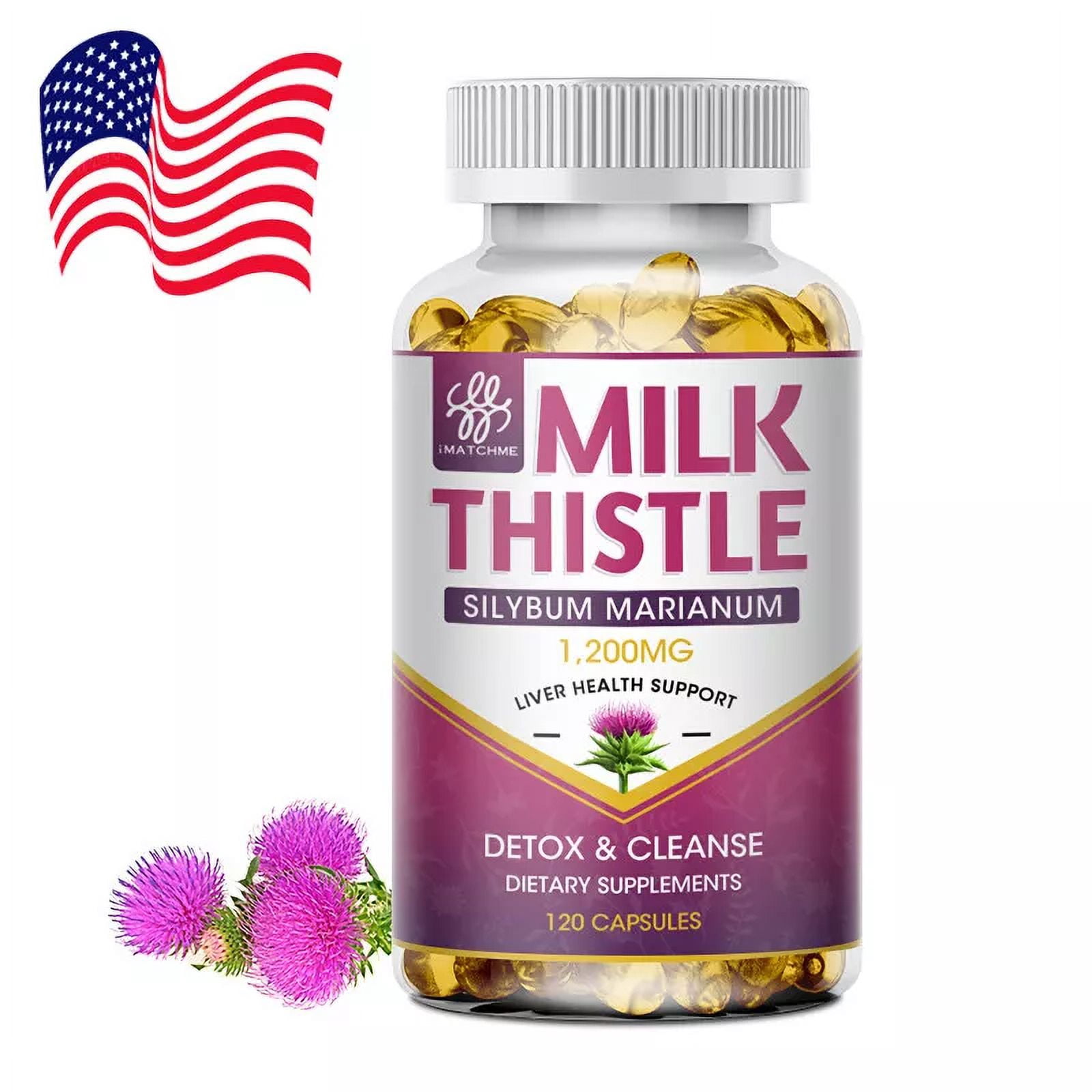 120_Milk_Thistle_1200Mg_Silymarin_Marianum_&_Dandelion_Root_Liver ...