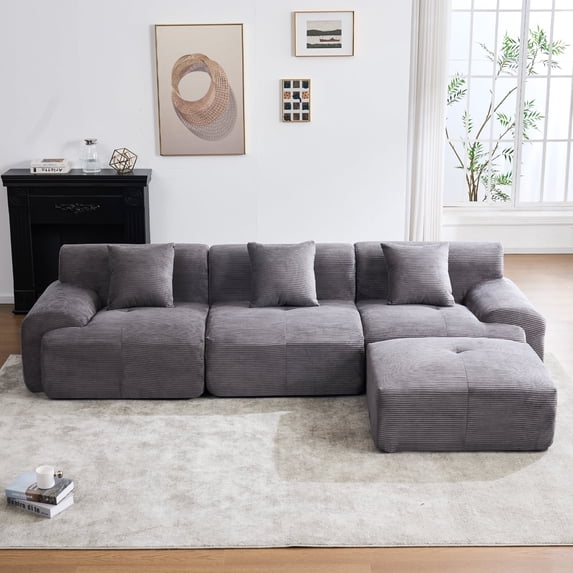 120"Modern L Shaped Modular Sectional Sofa, Boneless Cloud Couch with ...