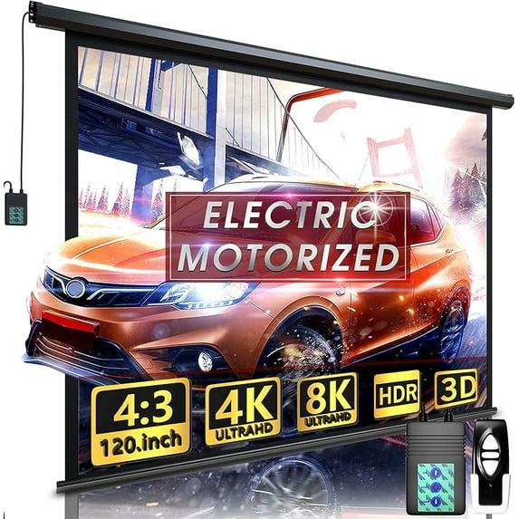120" Motorized Projector Screen - Indoor and Outdoor Movies Screen 120 ...