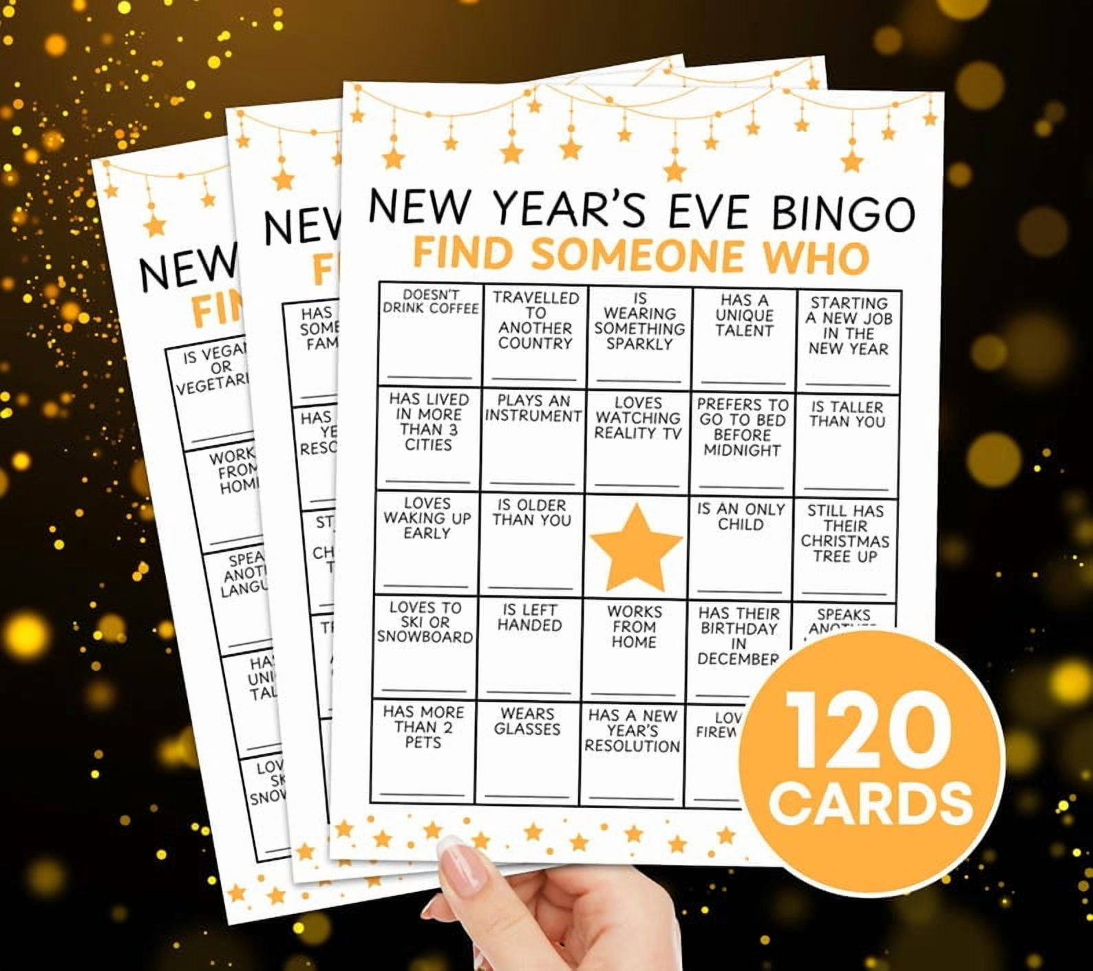 120 New Years Mingle Bingo Cards Printable Game, Find Someone Who Bingo ...