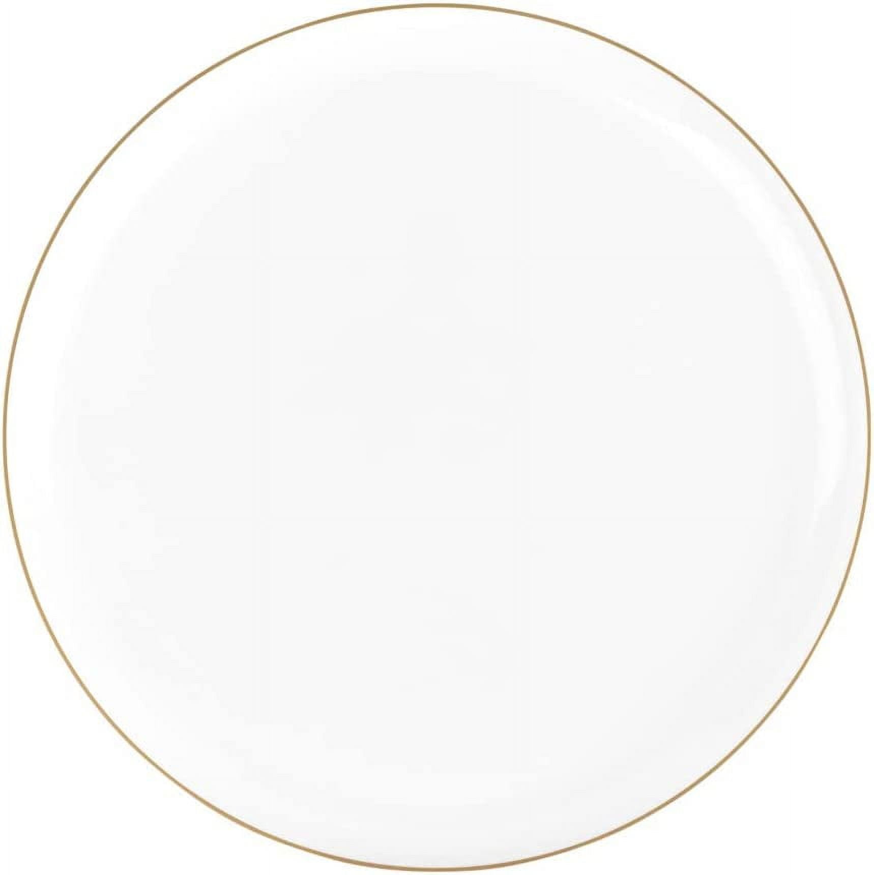 (120 PACK) EcoQuality 10.6" inch Round White Plastic Plates with Gold ...