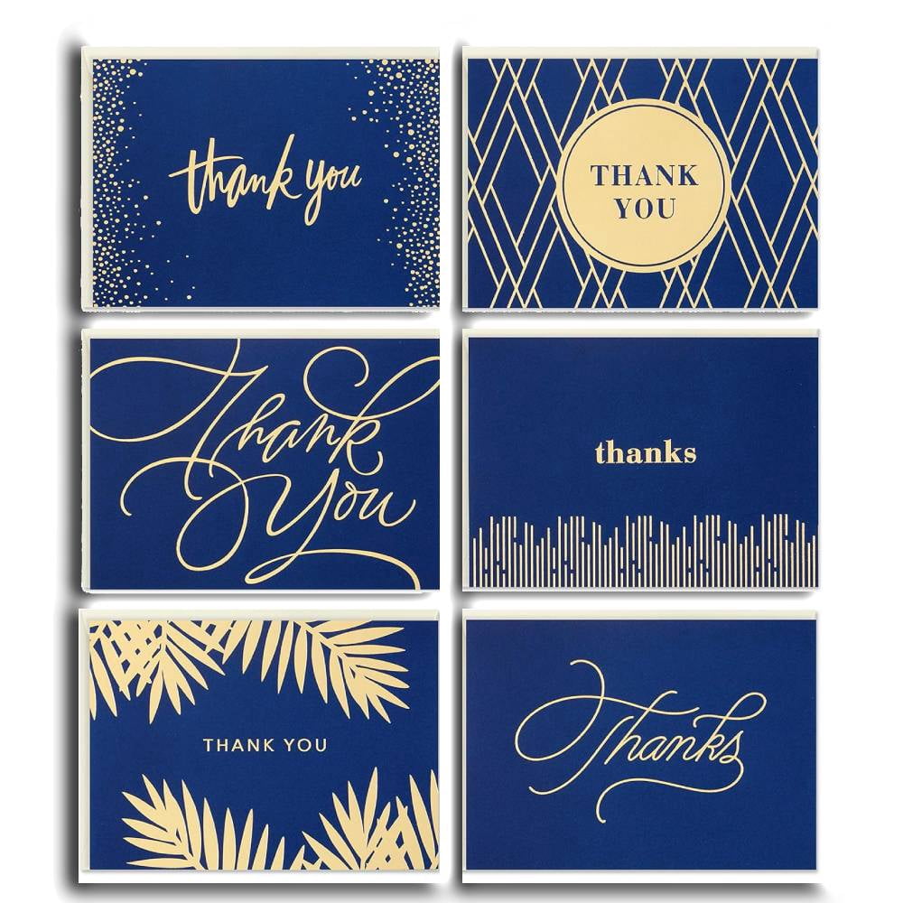 120 PACK Thank You Cards with Envelopes, Gold and Navy,Thank You Notes ...