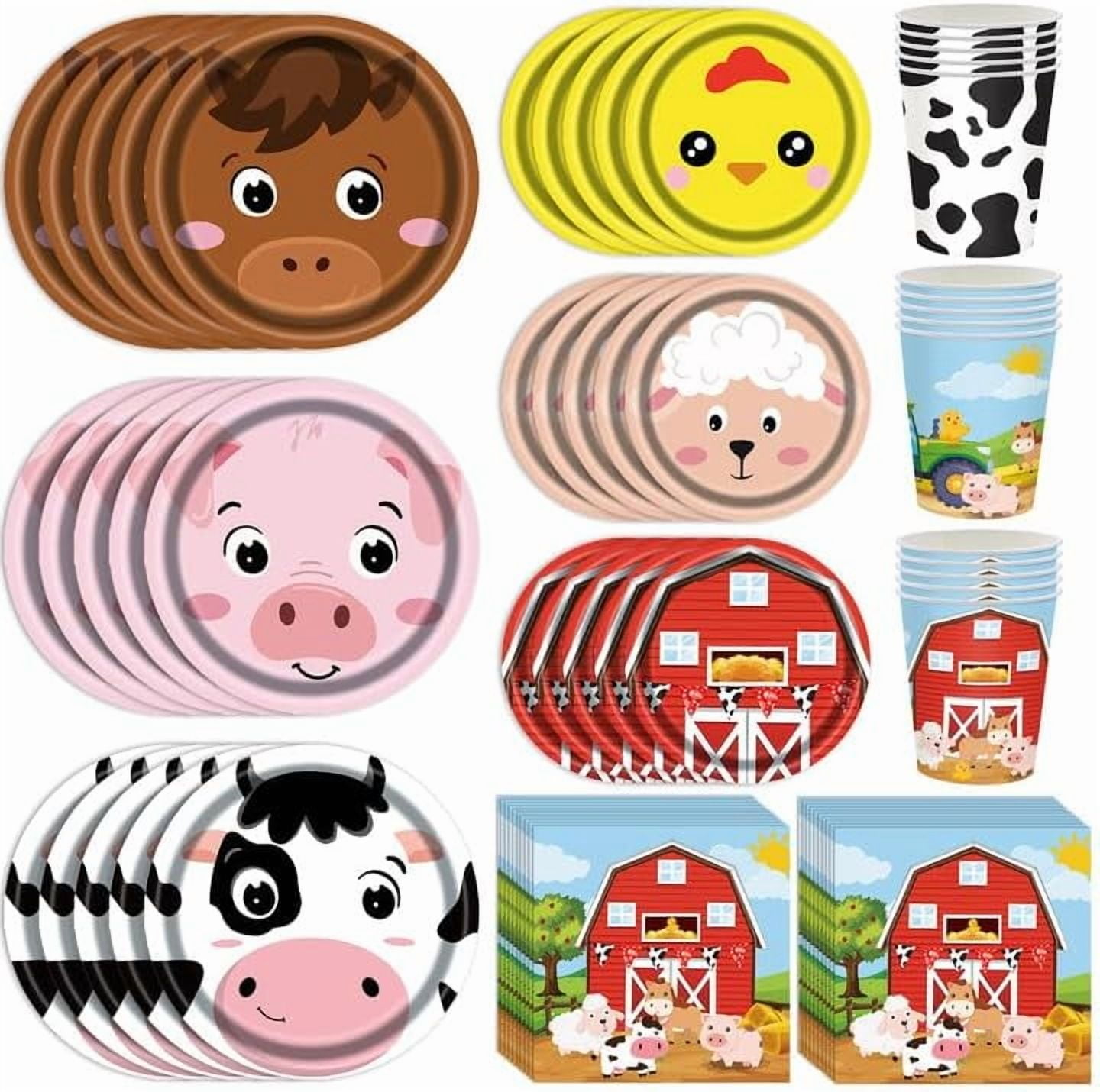 120 PCS Barnyard Farm Animals Party Supplies Plates Set,Farm Animal ...