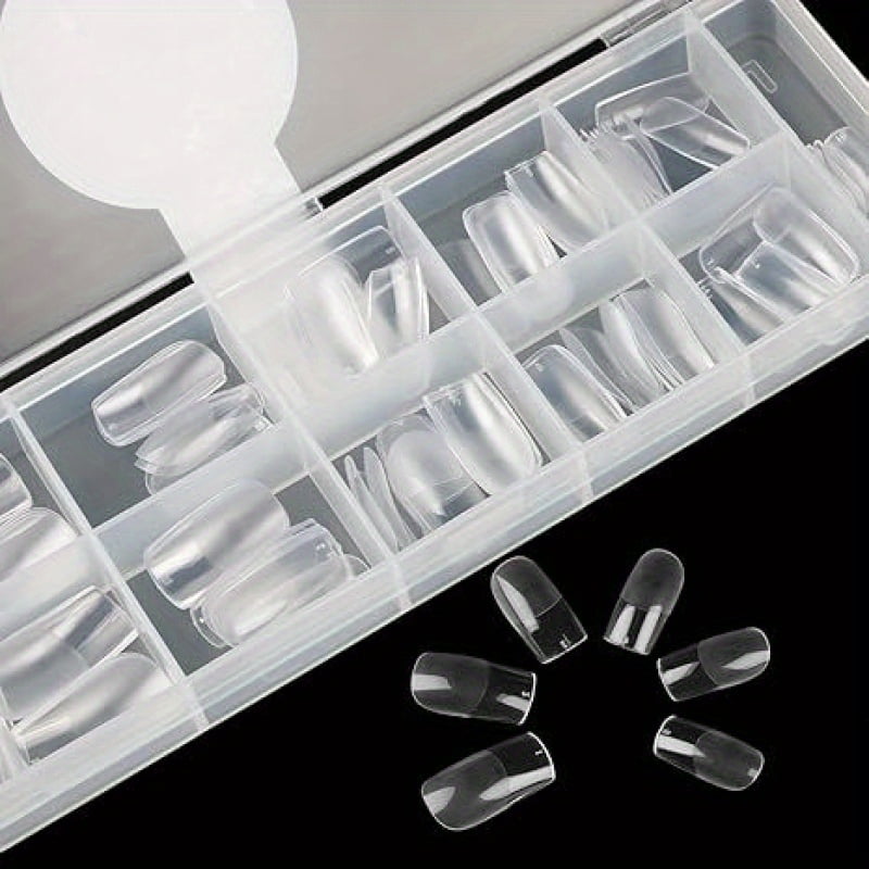 120 PCS Clear False Nails Tips Short Medium Length Full Cover Acrylic ...