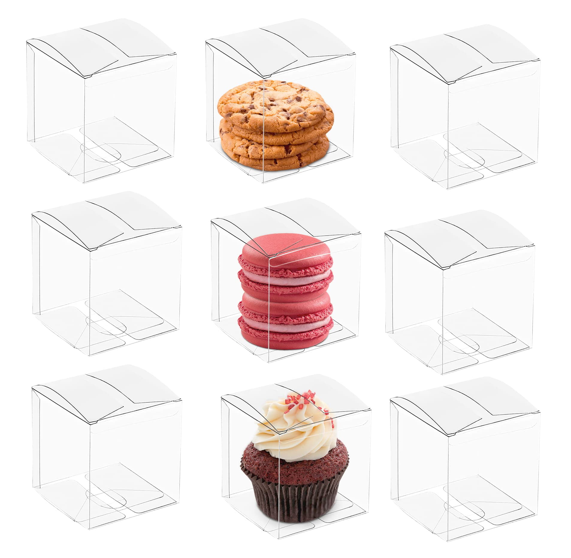 120 PCS Clear Favor Boxes - Transparent Plastic Gift Boxes for Macaron ...