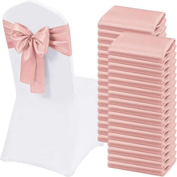 120 PCS Emerald Green Satin Chair Sashes Bows Universal Chair Cover ...