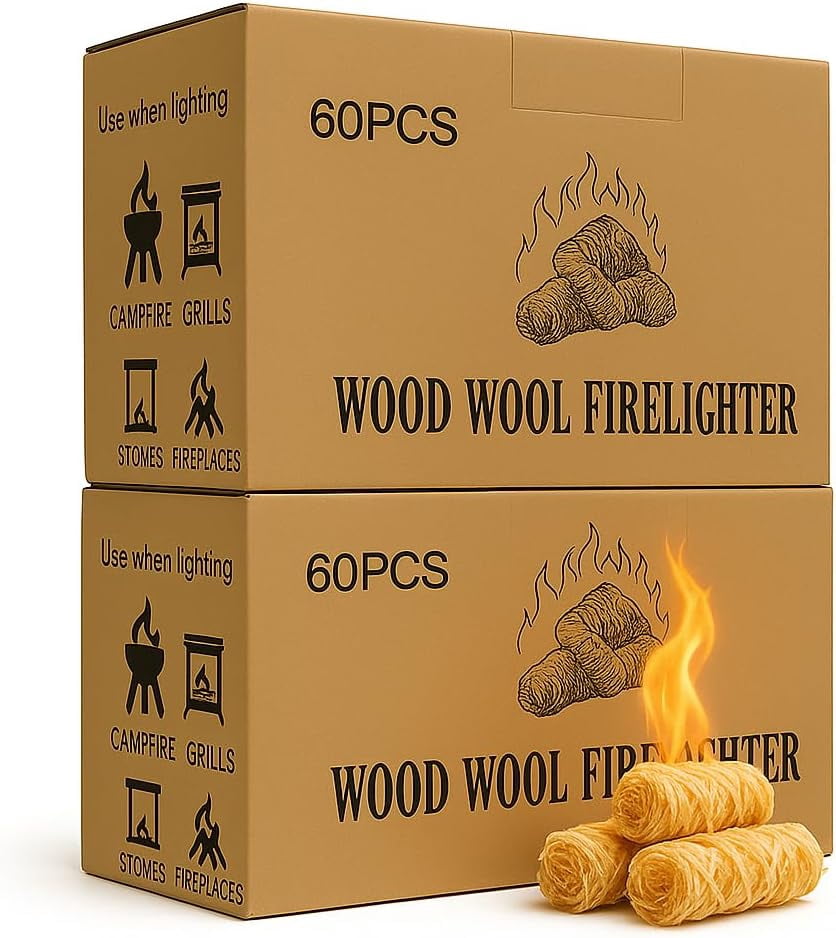 120 PCS Fire Starter – Natural Wax & Sawdust Wood Igniters for Grill ...