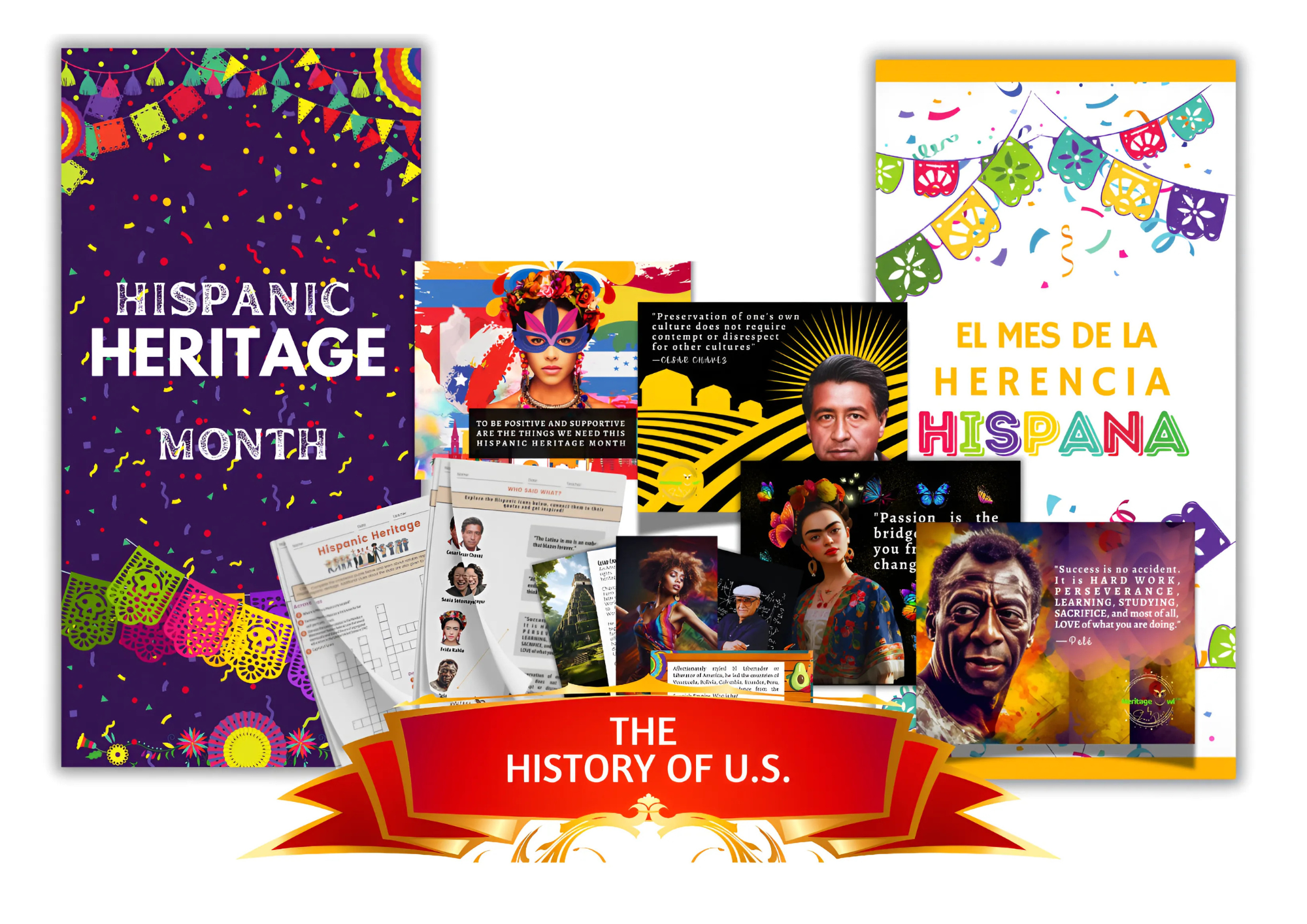 120-PCS Hispanic Heritage Month Educational Bundle | Trivia ...