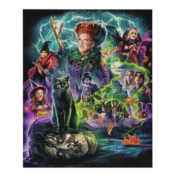 120 PCS Jigsaw Puzzle Hocus Pocus Wooden Puzzle Challenging Game Fun Artwork For Family Friends ...