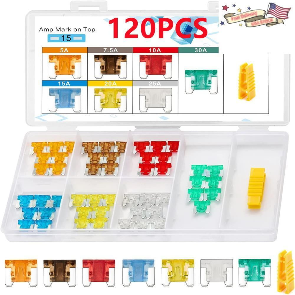 120 PCS Low Profile Mini Car Fuse Auto Car Motorcycle SUV FUSES Kit APM ...