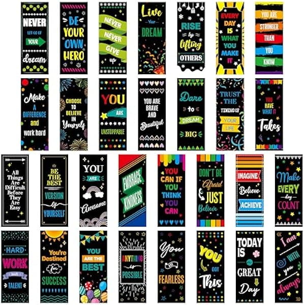 120 PCS Motivational Bookmarks, 30 Designs Double Sided Printing Paper ...