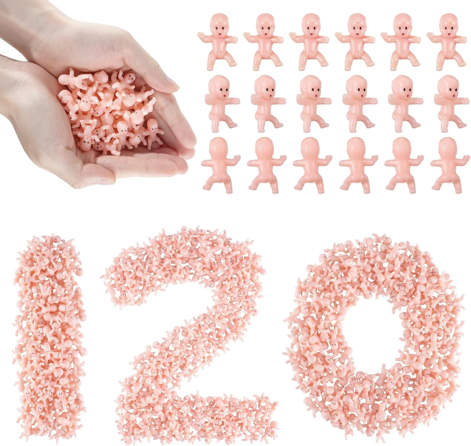 120 PCS Plastic Babies for Games, 1 Inch Mini Babies Bulk for Baby ...