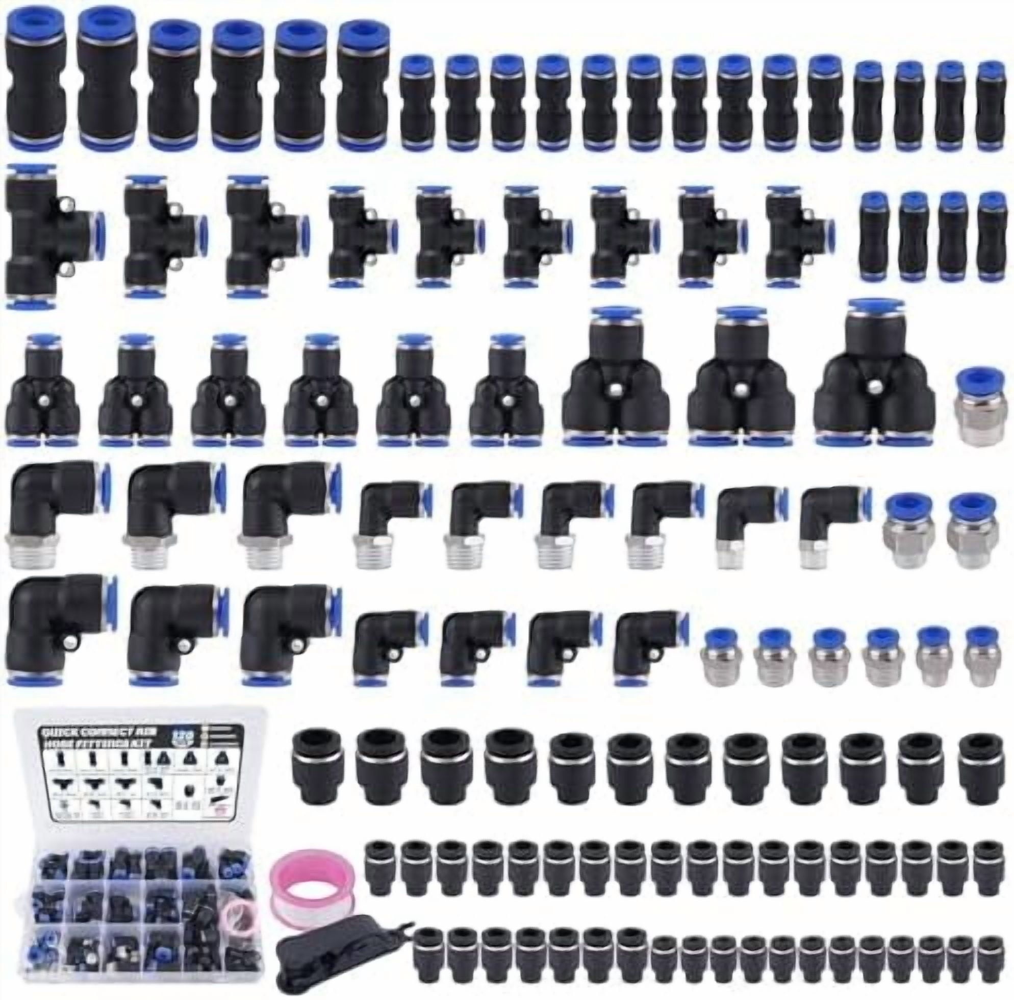 120 PCS Quick Connect Air Hose Fitting Assortment Kit,1/8" 1/4" 3/8" 1/ ...