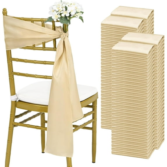 120 PCS Satin Chair Sashes, Bows Designed ChairSashes, 7x78 inch Chair ...