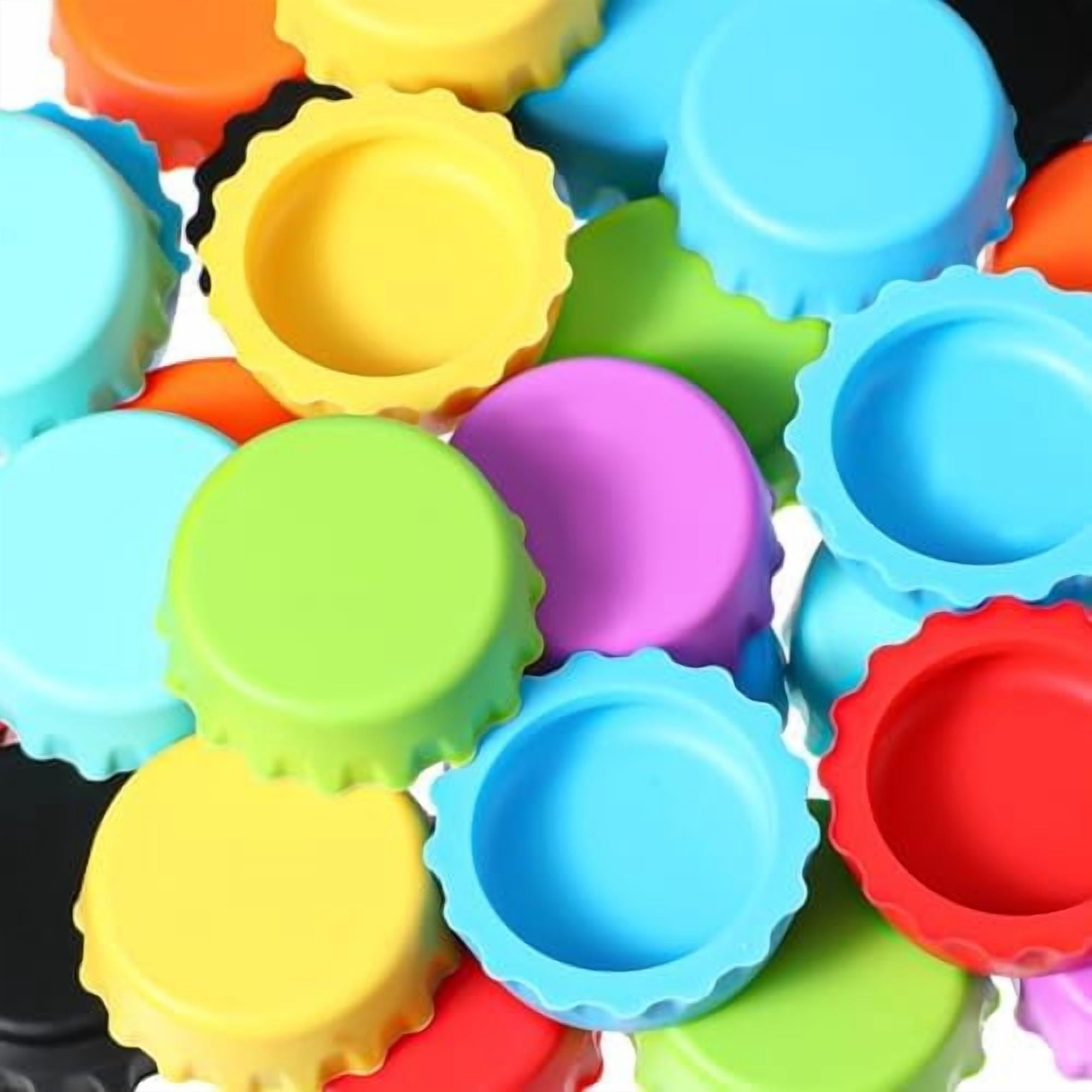 120 PCS Silicone Rubber Bottles Caps, 8 Colors Reusable Beer Caps for ...