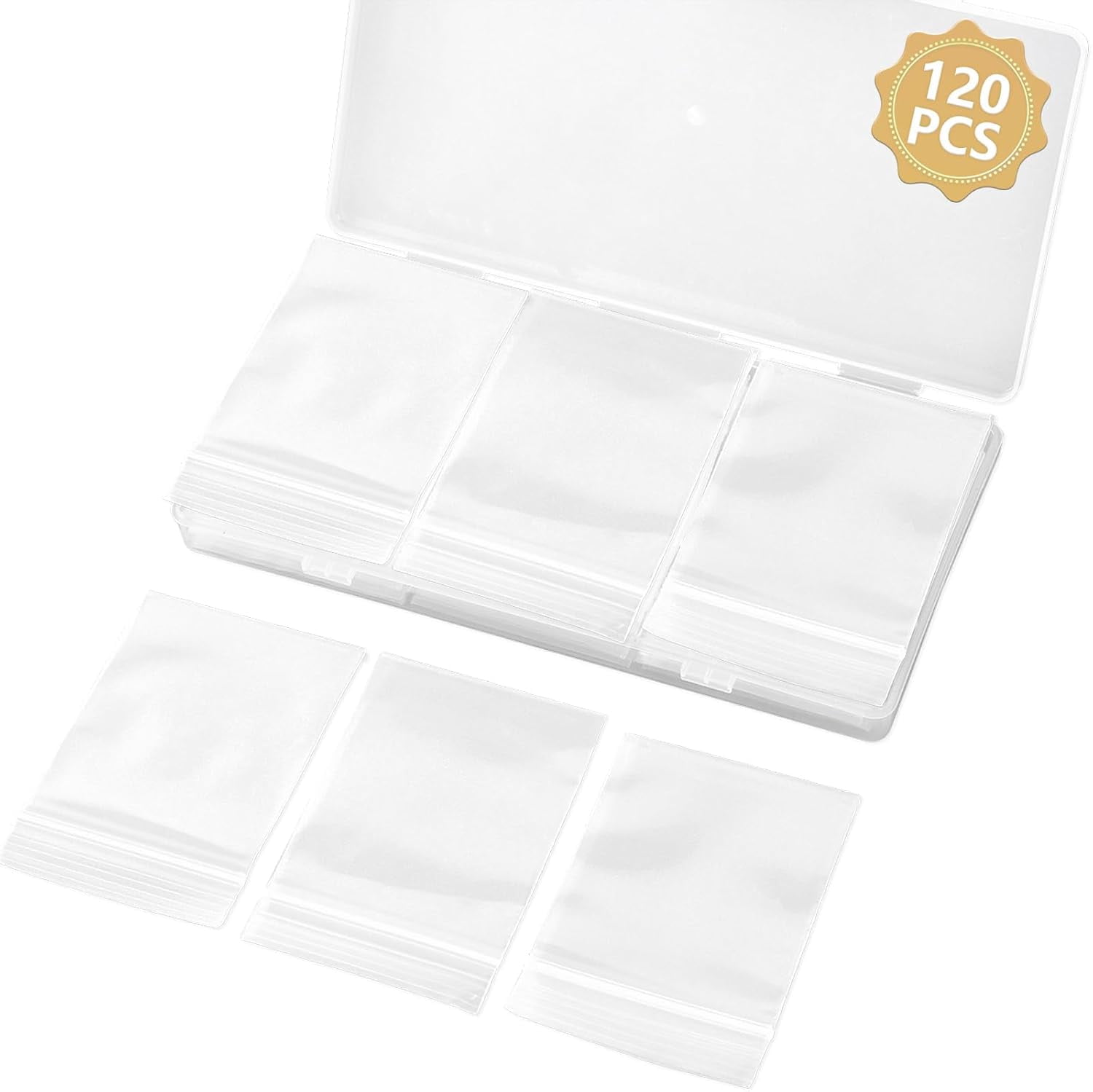 120 PCS Small Plastic Bags for Jewelry 2" x 2.76" Resealable Clear Poly ...