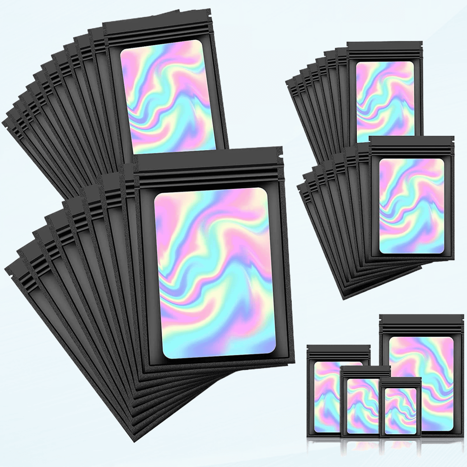 120 PCS Smell Proof Mylar Bags Resealable Odor Proof Bags Holographic ...