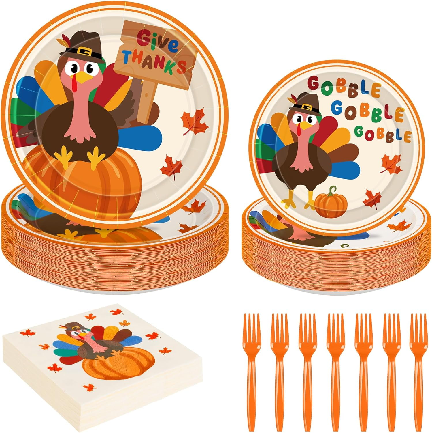 120 PCS Thanksgiving Plates and Napkins, Disposable Thanksgiving Paper ...