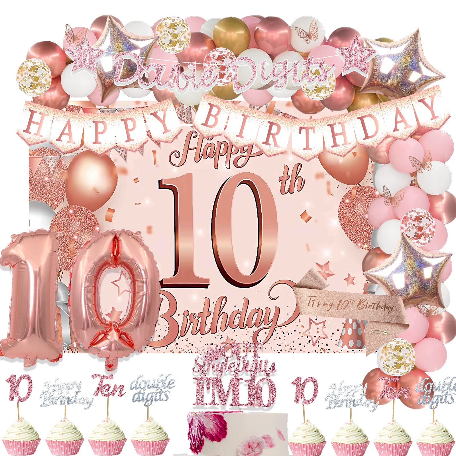 120 PCs 10th Birthday Decorations for Girls, Hombae Double Digits ...