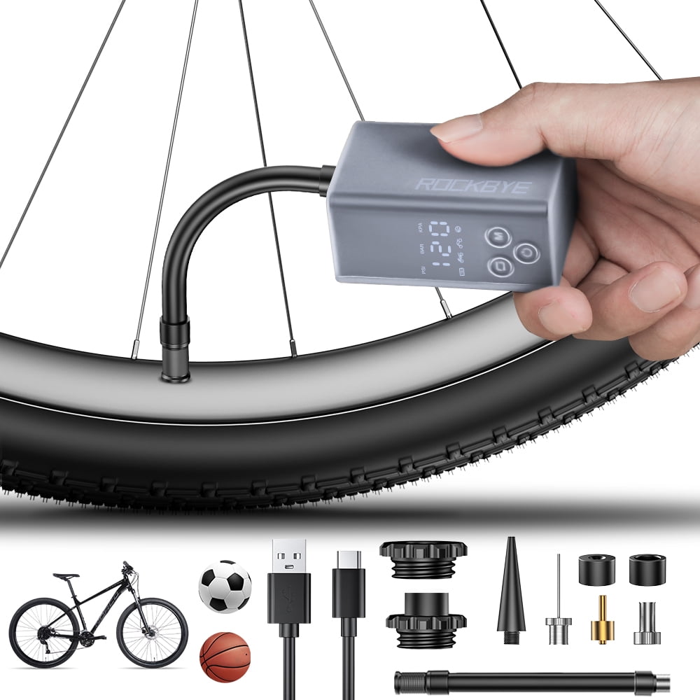 120 PSI Mini Electric Bicycle Pump Type-C Rechargeable Portable Air ...