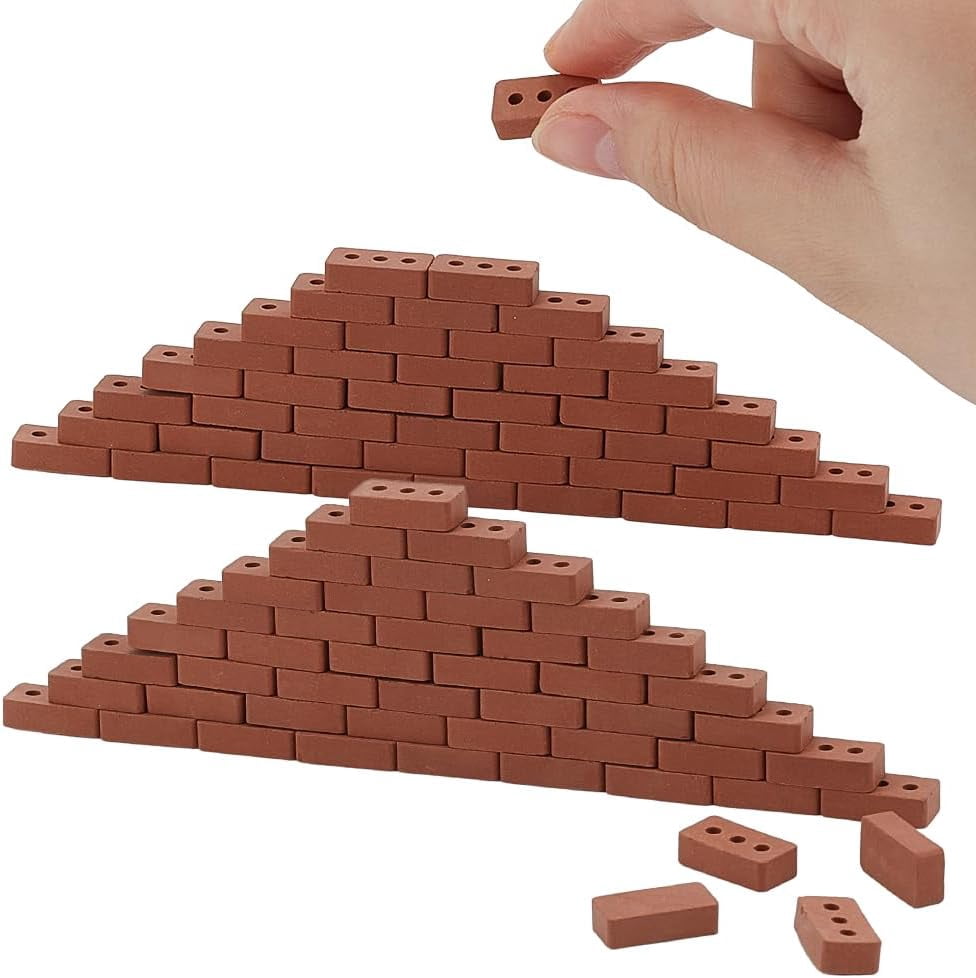 120 Pack 1:12 Scale Mini Red Bricks Tiny Bricks for Landscaping ...