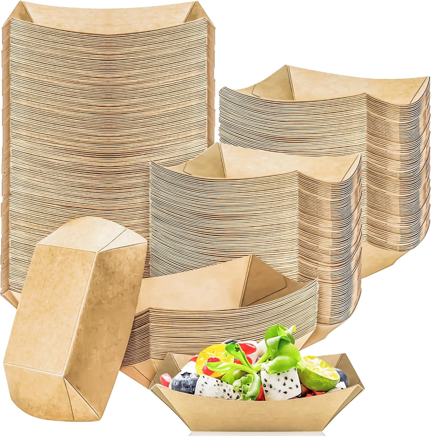 120 Pack 1/2Lb Paper Food Boat Trays Disposable Small Paper Boats ...