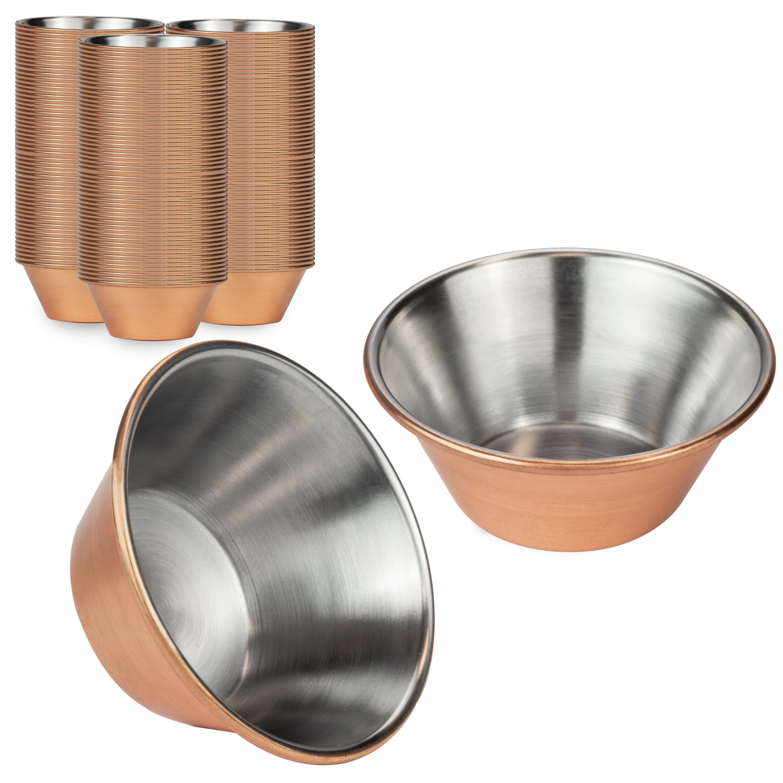 [120 Pack] 1.5 oz Stainless Steel Sauce Cups - Copper Plated Individual ...
