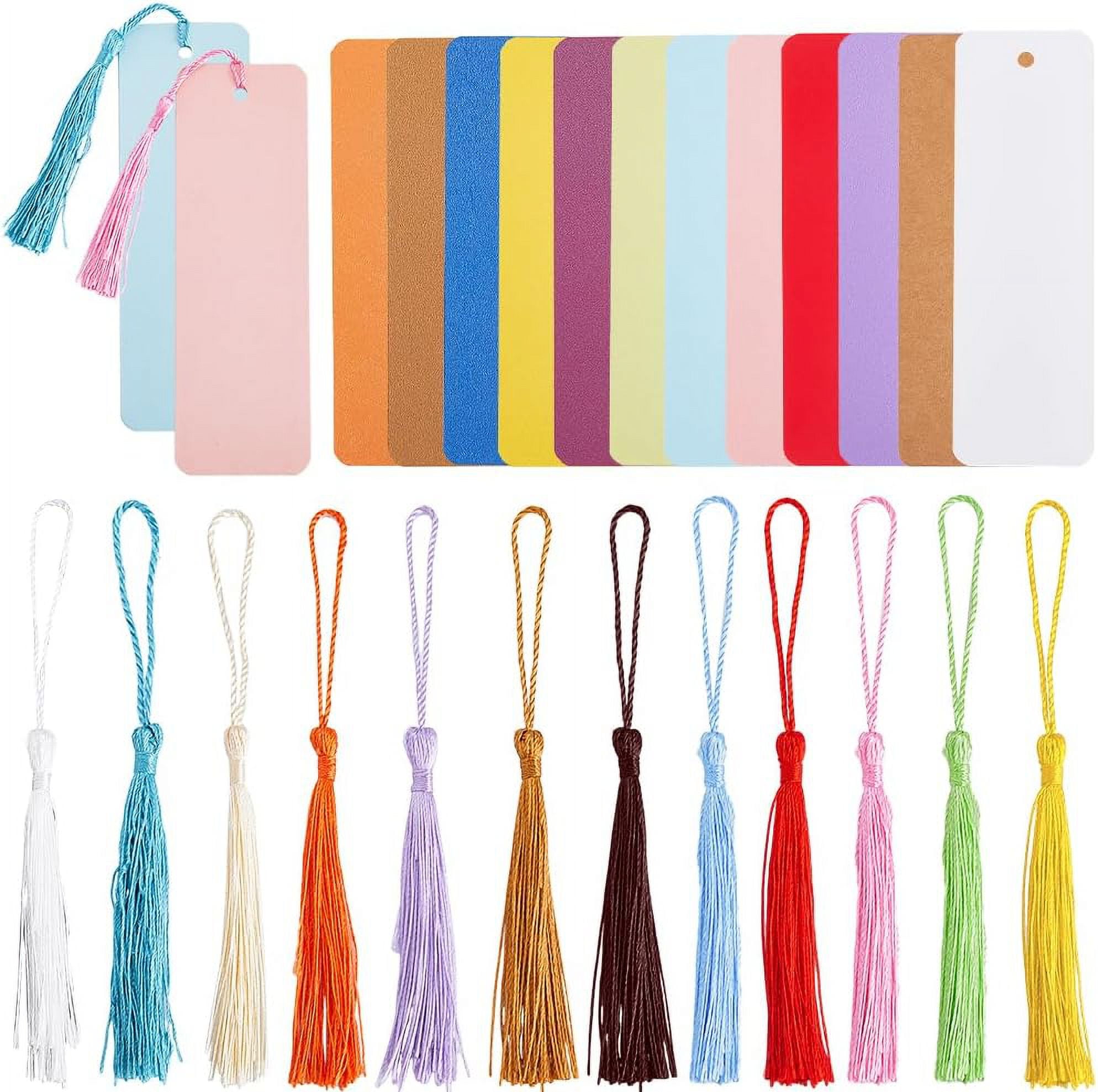 120 Pack 12 Colors Bookmarks Cardstock Blank Bookmarks with Tassels ...