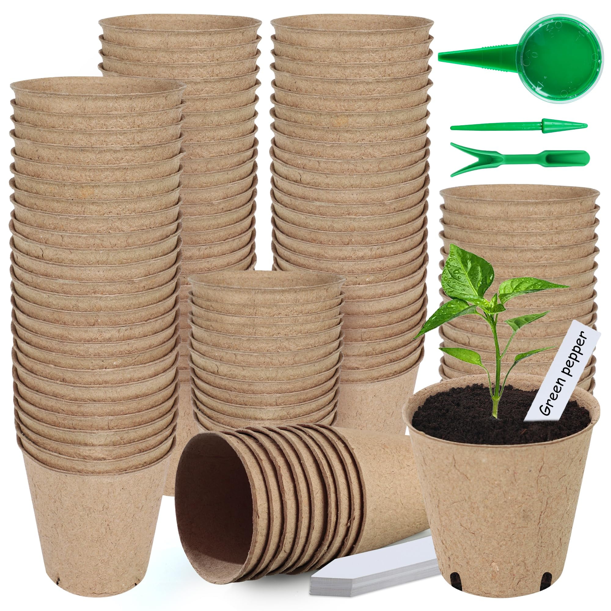120 Pack 3.15 Inch Peat Pots ITL1 Plant Starters for Seedling Seed ...