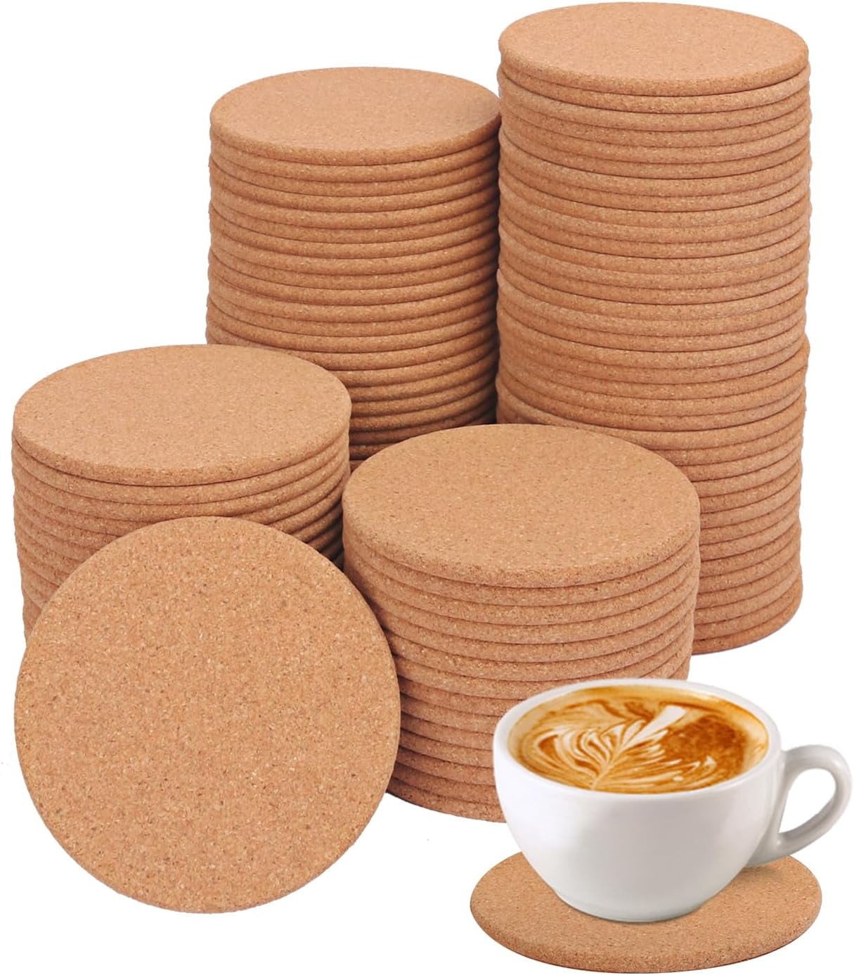 120 Pack 3.93 Inch Round Cork Coasters, Absorbent Cork Coasters for ...