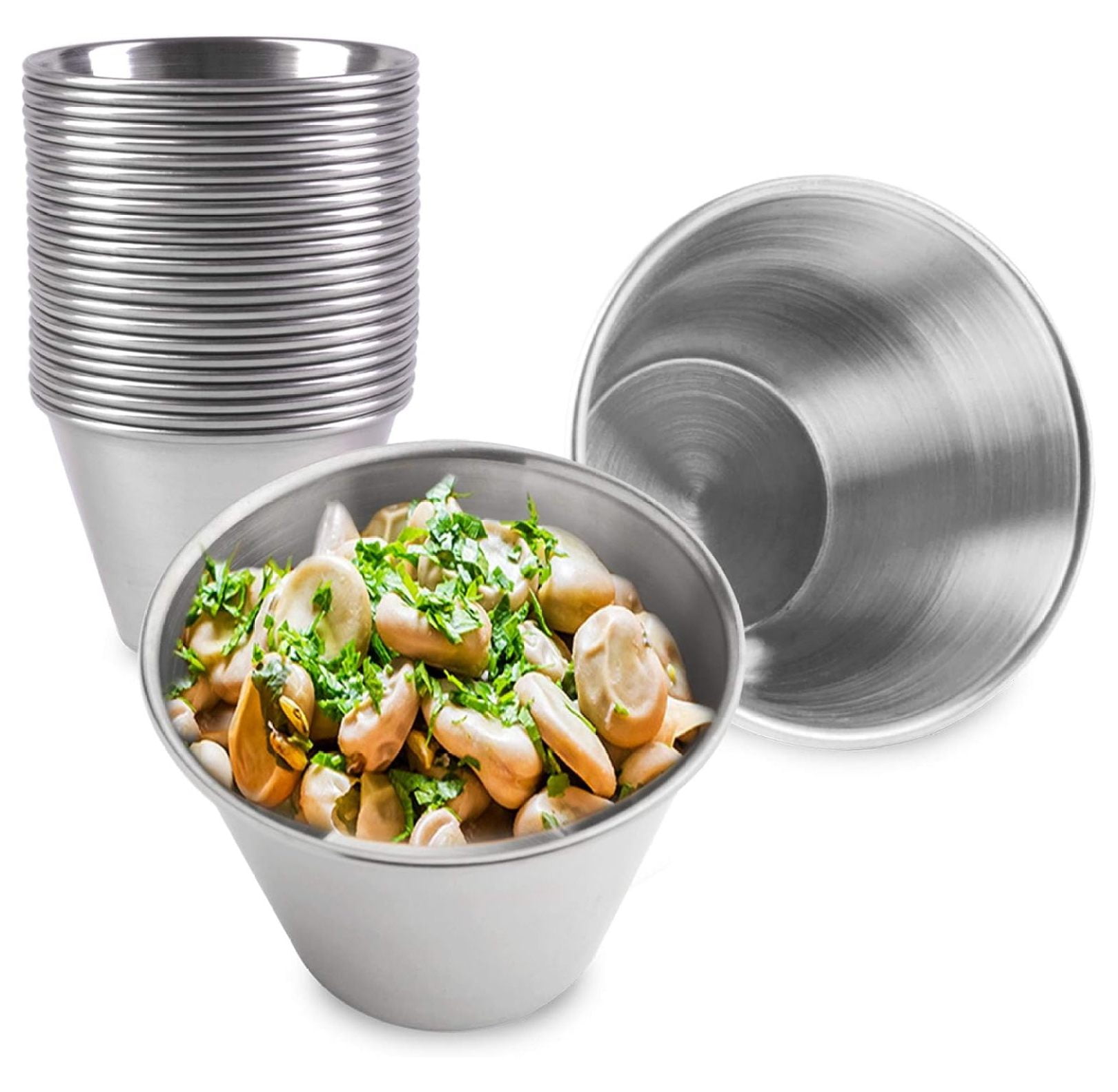 [120 Pack 4 oz Stainless Steel Dipping Sauce Cups, Reusable Metal ...