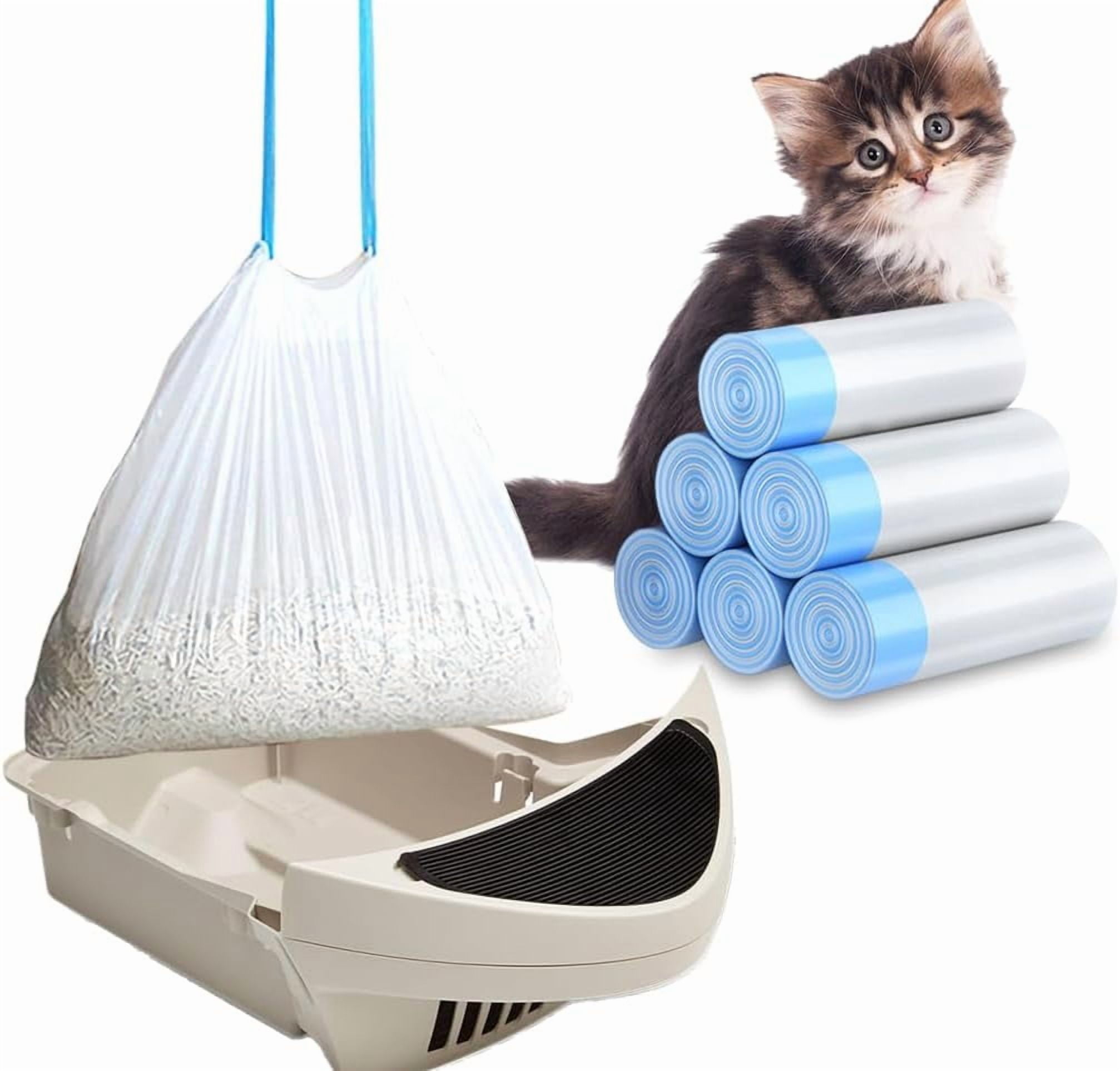 120 Pack Cat Litter Bags with Drawstring, Compatible Heavy Duty Cat ...