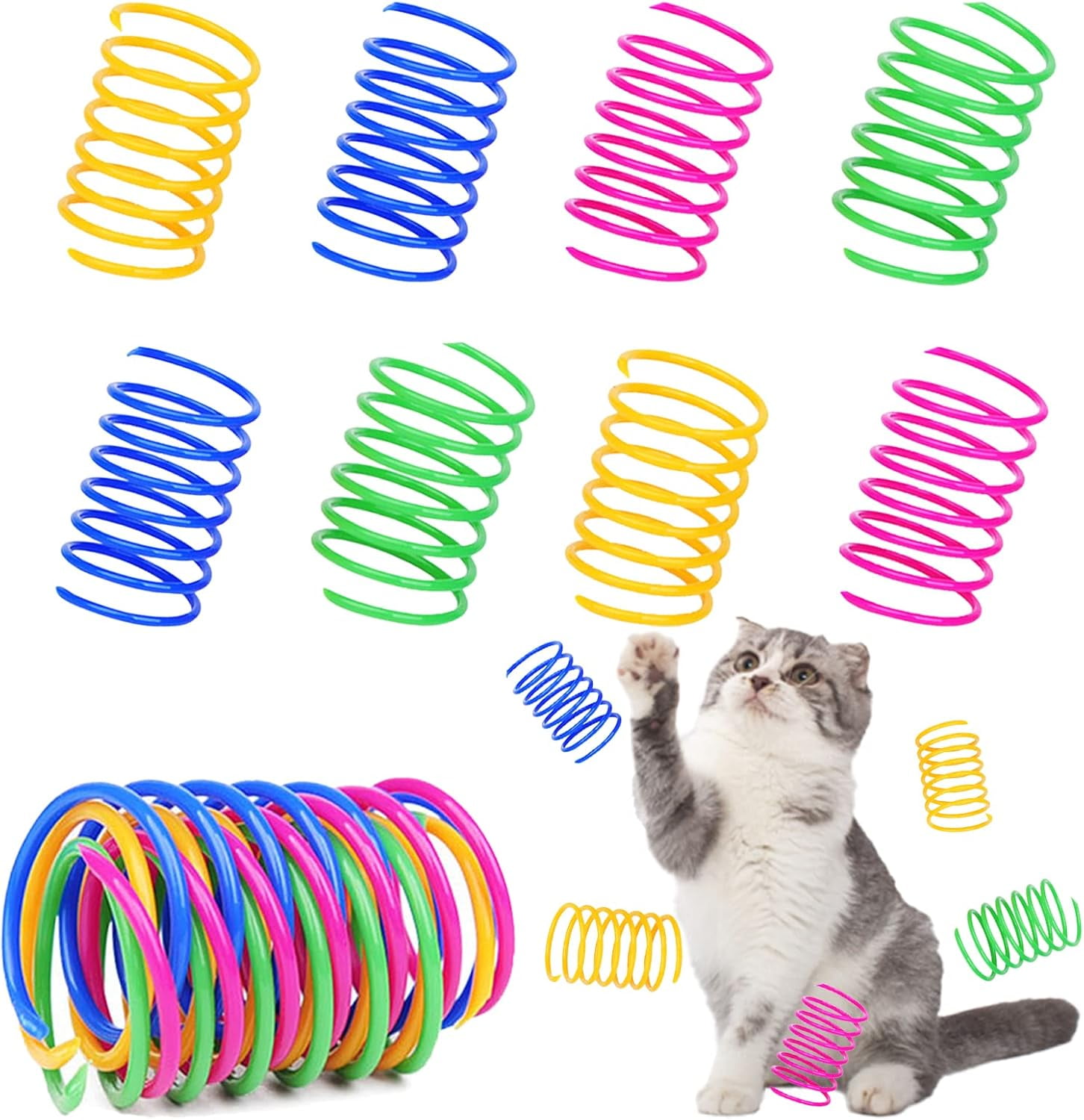 120 Pack Cat Spring Toy - Interactive Plastic Coils for Indoor Cats ...