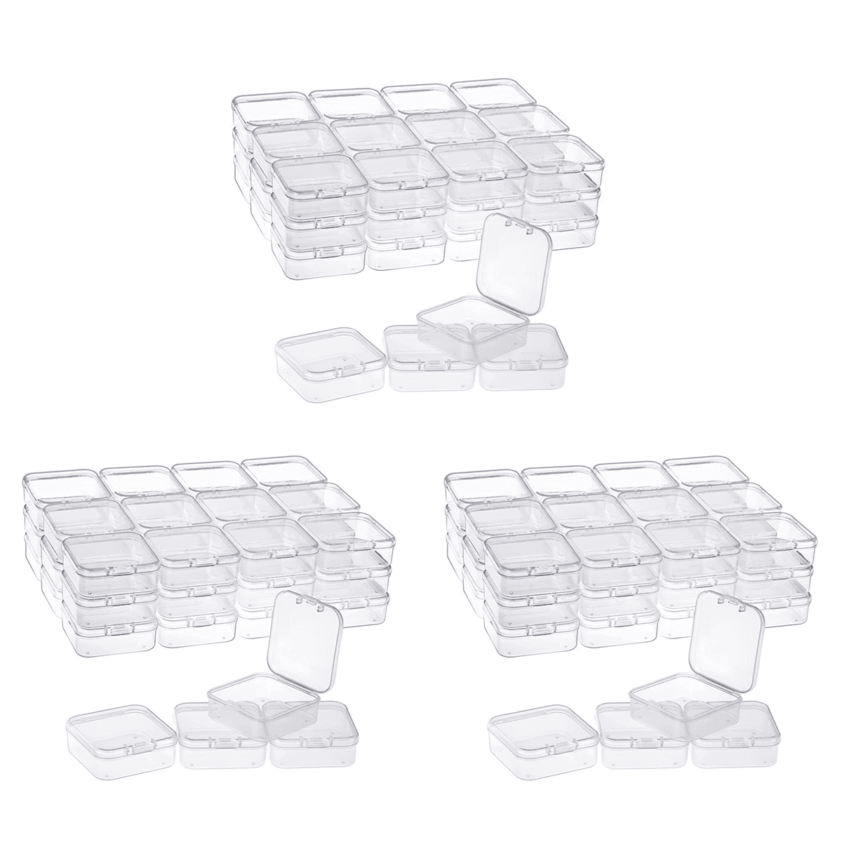 120 Pack Clear Plastic Beads Storage Containers Box with Hinged Lid for ...