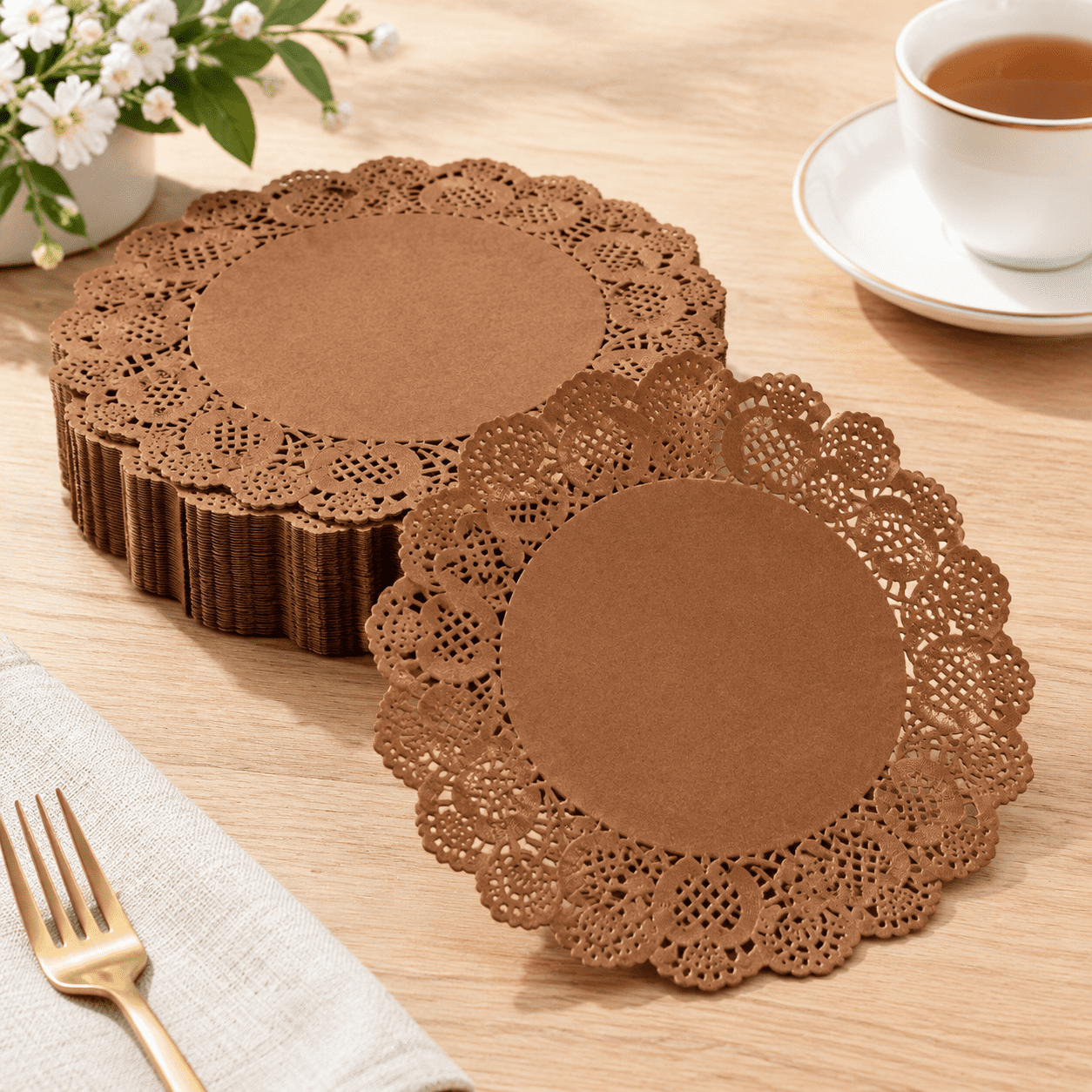 120 Pack Coffee Disposable Doilies 12 Inch Round Paper Placemats ...