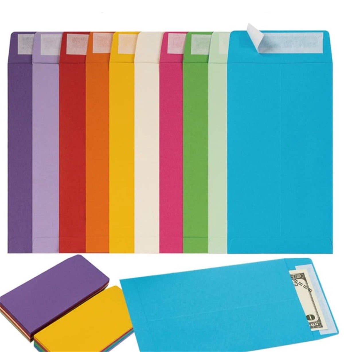 120 Pack Colorful Money Envelopes,Self Adhesive Cash Envelopes,Kraft ...