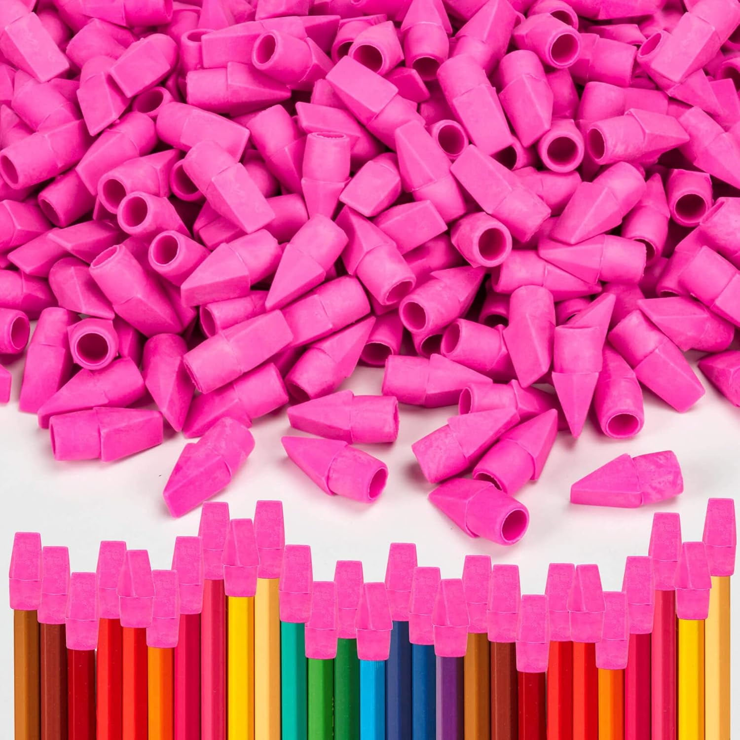 120 Pack Deep Pink Cap Erasers for Pencils Pulk - Pencil Top Erasers ...